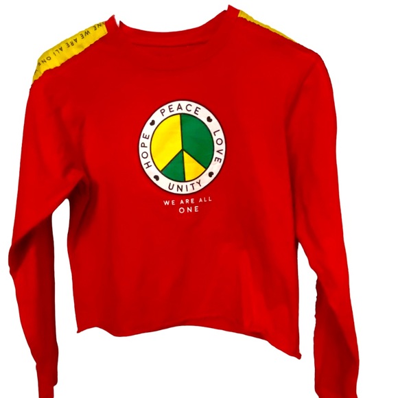 Mighty Fine | Tops | Hope Peace Love Unity Red Yellow Long Sleeve Crop ...
